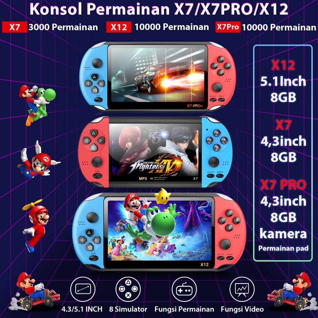 Jual PSP X12/X7PLUS/X80 Gameboy Retro Video Game Console 8GB bawaan 20.000+ game 5,1 inci ...