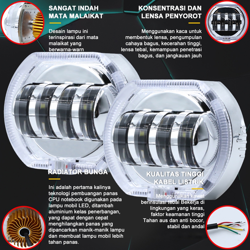 Jual Lampu Tembak LED Projie Biled + Shroud 8D 4 Lensa Dengan 2.5 inch ...