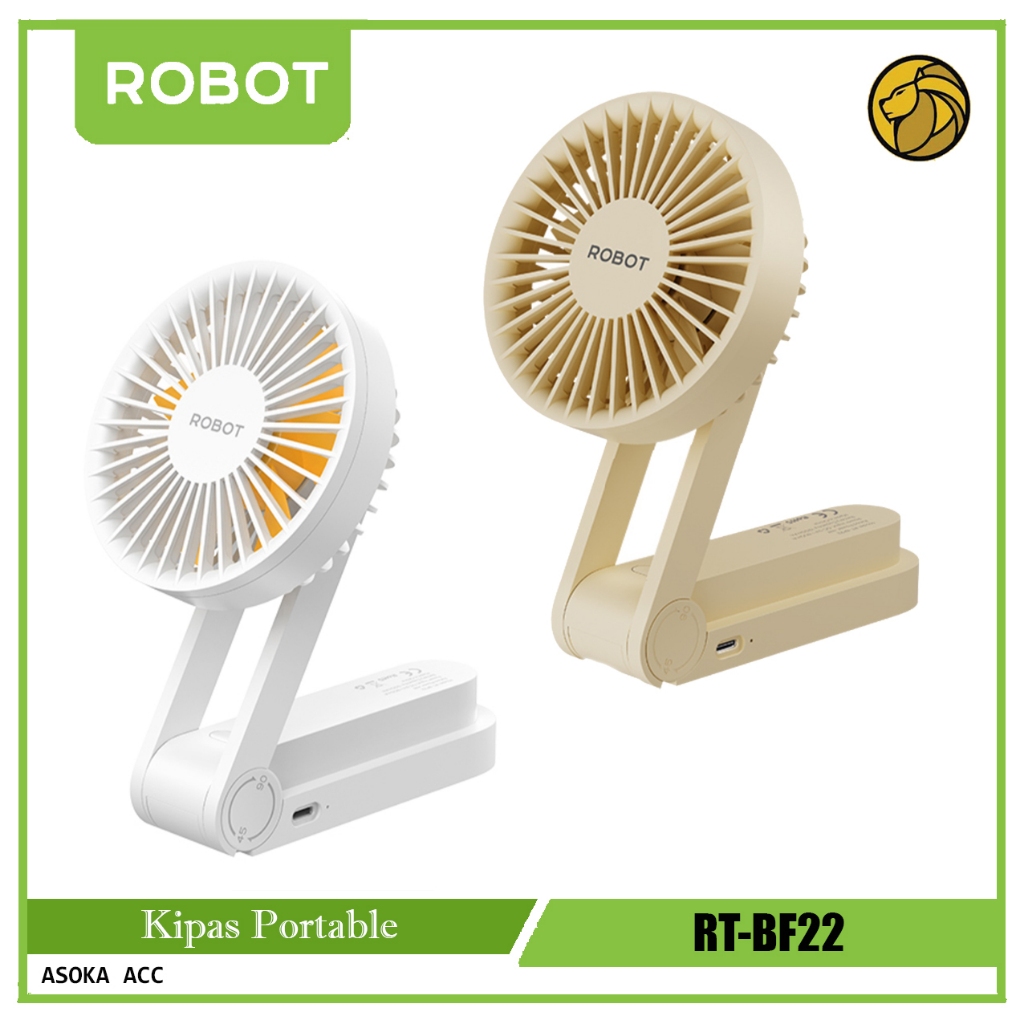 Jual Robot Turbo Mini Fan Kipas Portable RT-HF01 2000 Mah Highspeed ...