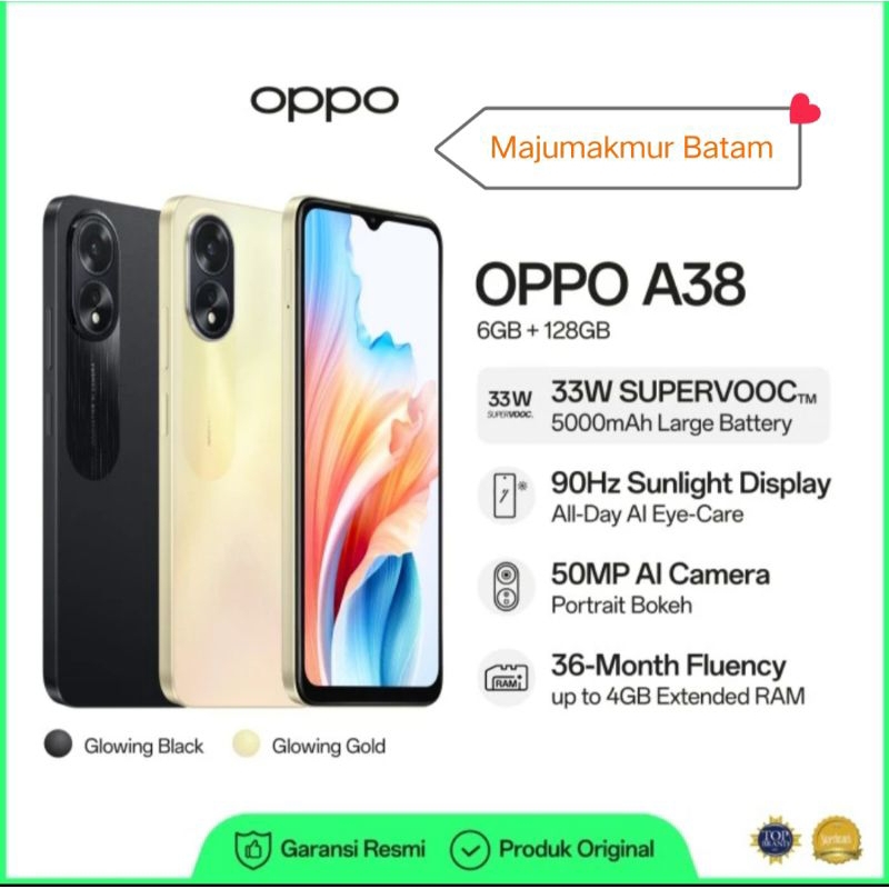 Jual OPPO A38 6/128GB 5000MAH SUPERVOOC 33W 90HZ SUNLIGHT DISPLAY 50MP AI CAMERA | Shopee Indonesia