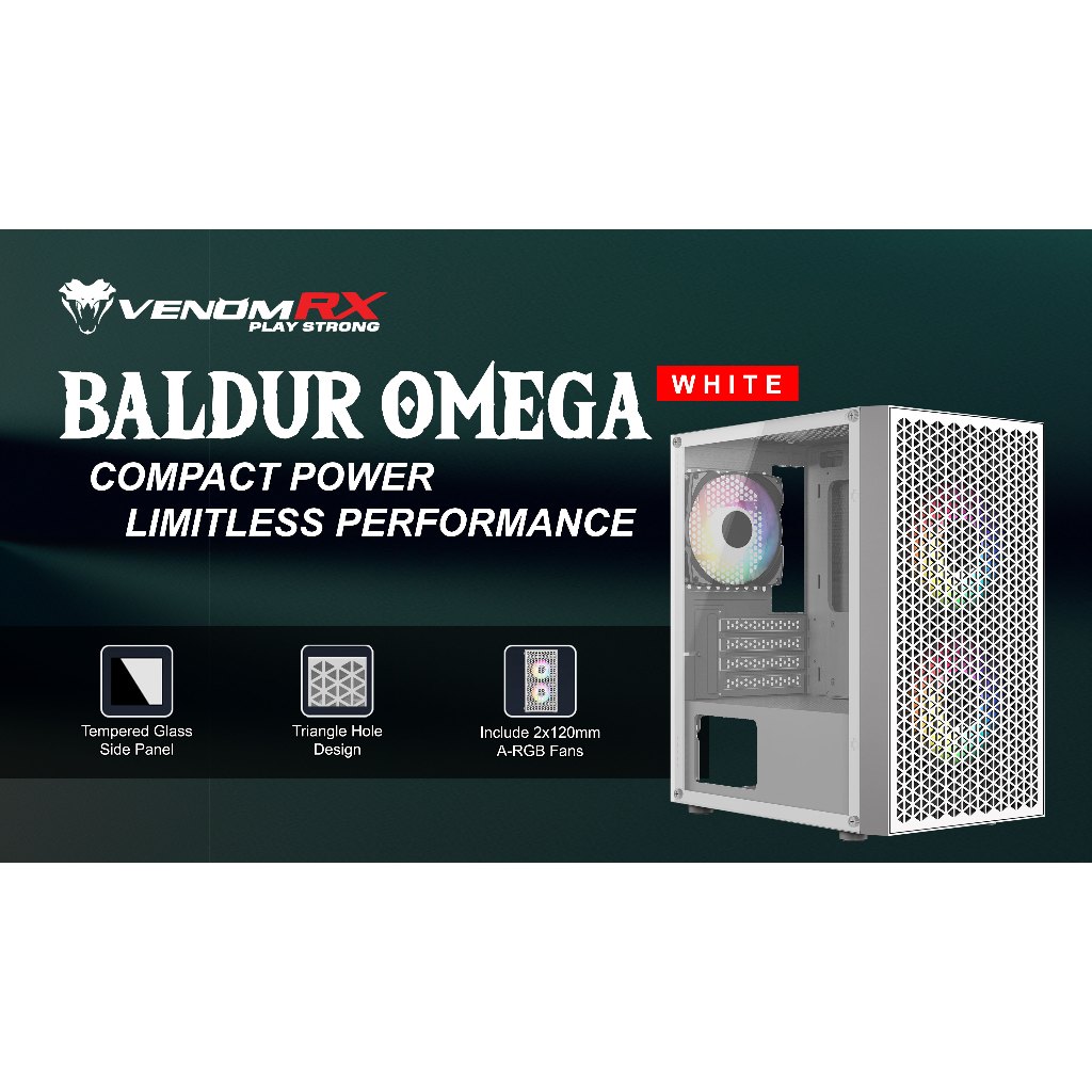 Jual Venom Rx Case Baldur Omega White - 2 Fan ARGB Venomrx Tempered ...