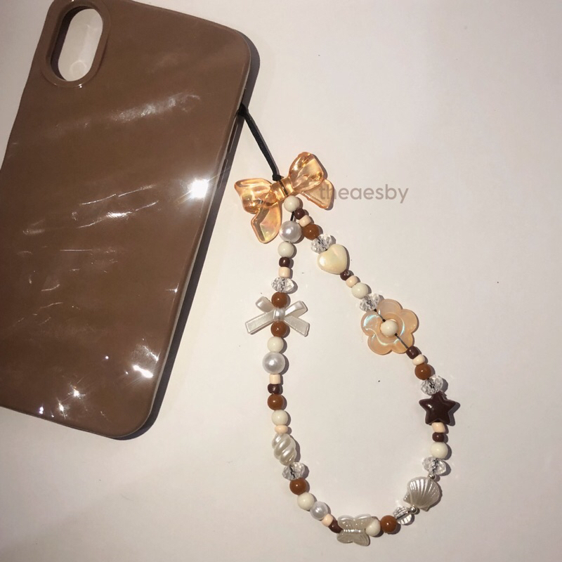 Jual (TANPA PO) BROWN STRAP PHONE, STRAP PHONE MANIK, GANTUNGAN HP ...