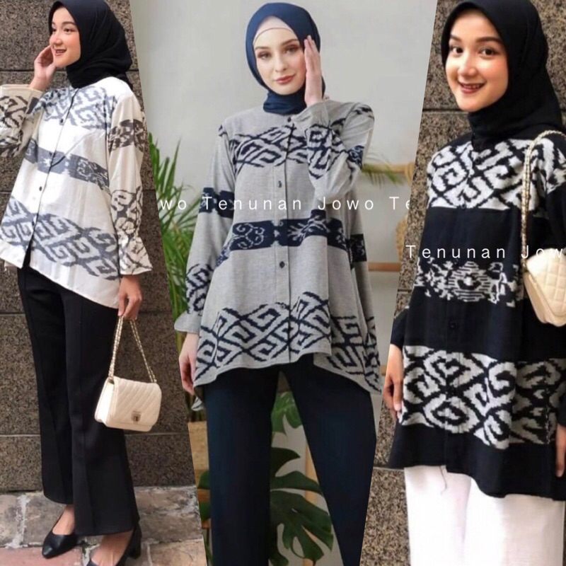Jual blus tenun etnik simpel simple elegan baju kerja formal baju ...