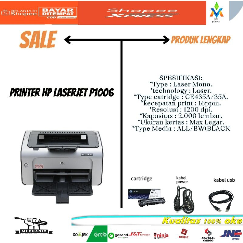 Jual PRINTER HP LASERJET P1006 MONOKROM/HITAM PUTIH, MURAH SIAP PAKAI ...