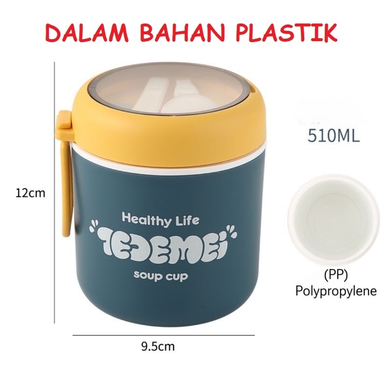 Jual Termos Sup Stainless & Plastik Anti Tumpah / Termos Stainless ...