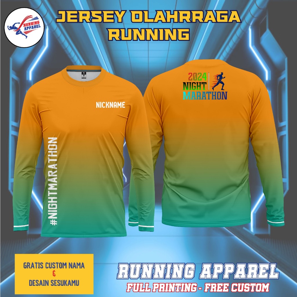 Jual Baju Jersey RUNNING NIGHT MARATHON 2024 Lengan Pendek dan Panjang ...