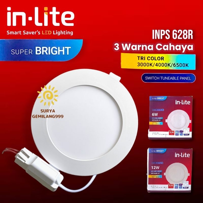 Jual Lampu Led Panel Inbow Tri Colour Inlite 12Watt - INPS628R ST ...