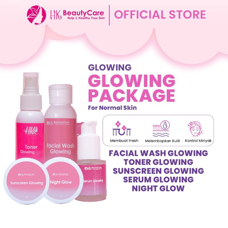 Jual Hk beautycare paket lengkap glowing package - Paket Glowing 5pcs ...