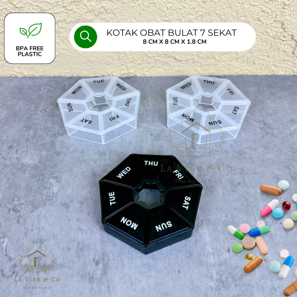 Jual LAVIER KOTAK OBAT BULAT TEMPAT OBAT HARIAN 7 SEKAT PILL BOX ...
