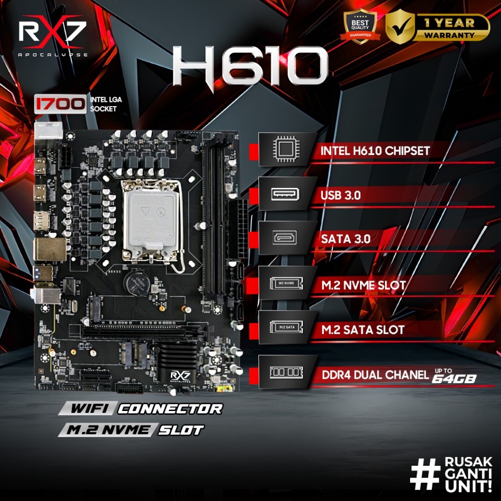 Jual Motherboard RX7 H610 Socket LGA 1700 DDR4 Mainboard H610 INTEL ...