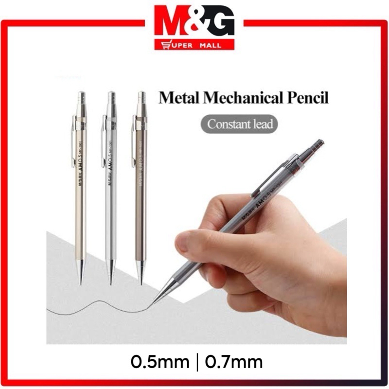 Jual M&G Pencil Mechanic Metal / M&G Pensil Mekanik Besi 0.5mm 0.7mm ...