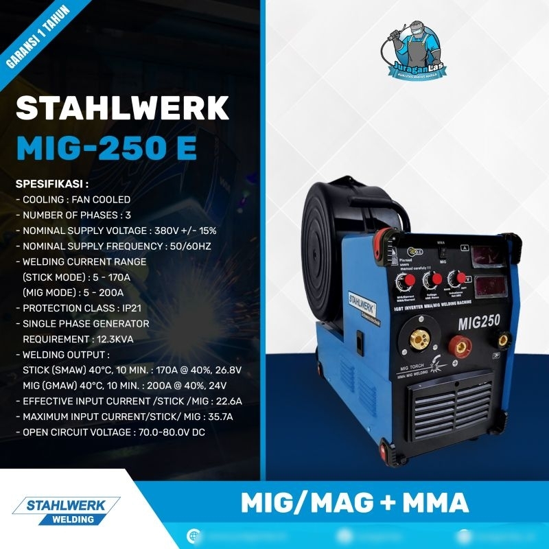 Jual Mesin Las MIG 250 E 3Phase Mesin Las Co2 Stahlwerk DC 250A 380V | Shopee Indonesia