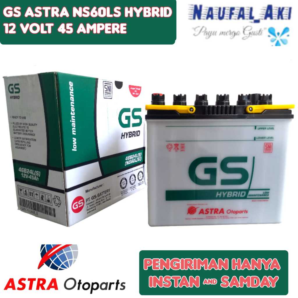 Jual Aki Mobil New Yaris/Etios/Corolla/Sienta/Vios/CRV/Avega/Lancer GS Astra Ns60LS 45 Ampere ...