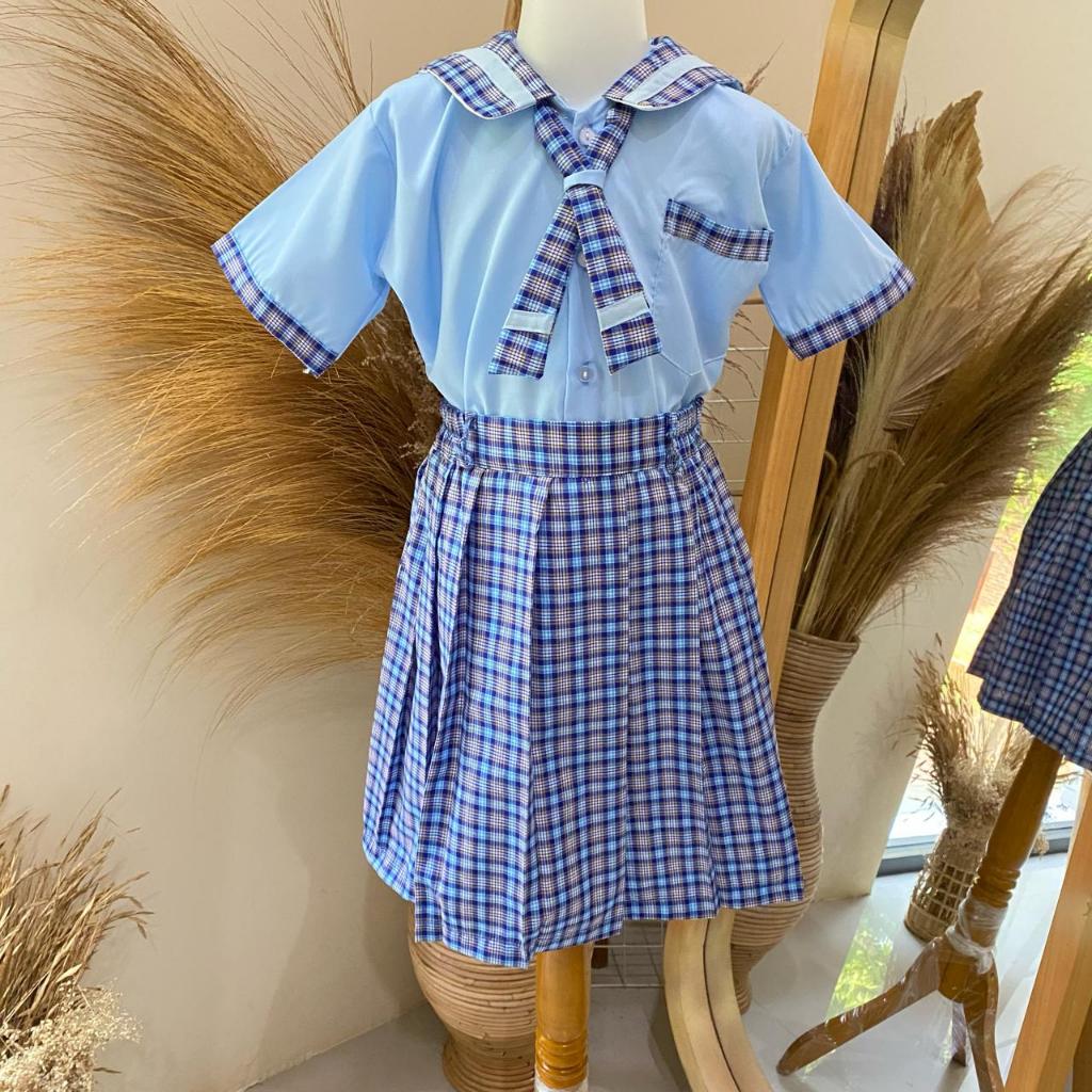 Jual TGS - SERAGAM SEKOLAH TK ANAK MOTIF BIRU KOTAK - BISA COD | Shopee ...