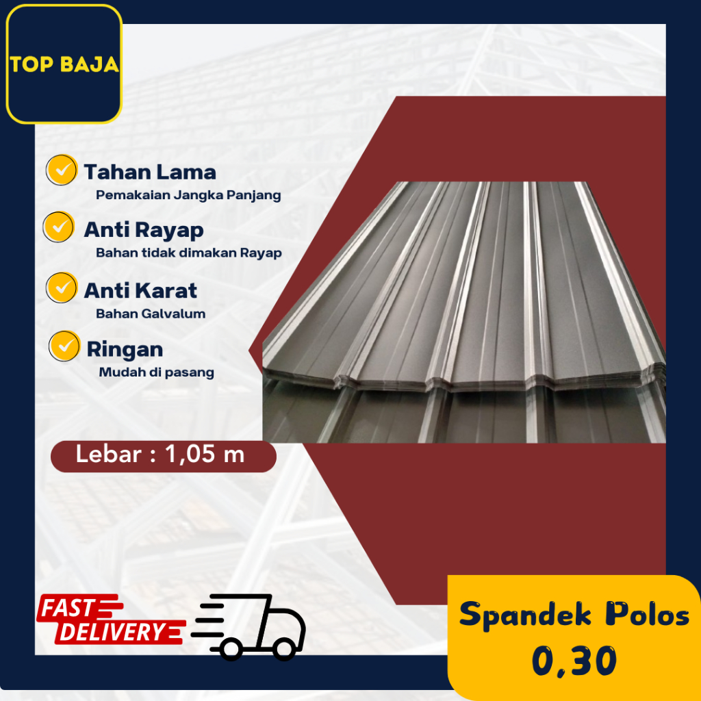 Jual Spandek atap Baja Ringan Zincalume Roof Polos 0,30 lebar setenggah ...