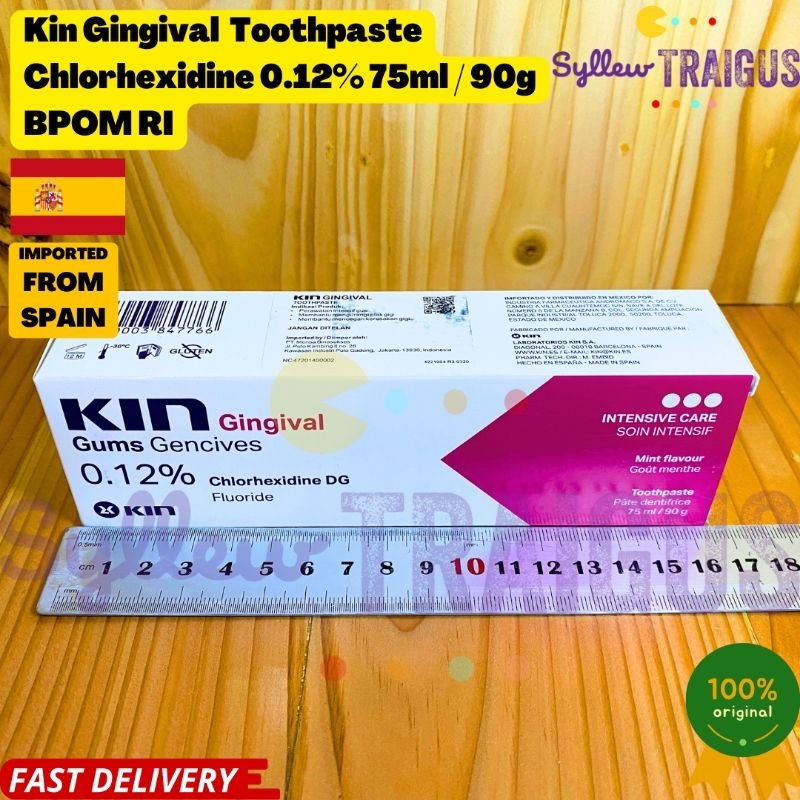 Jual KIN Gingival Toothpaste Pasta Gigi Chlorhexidine 0.12% 75ml / 90g ...
