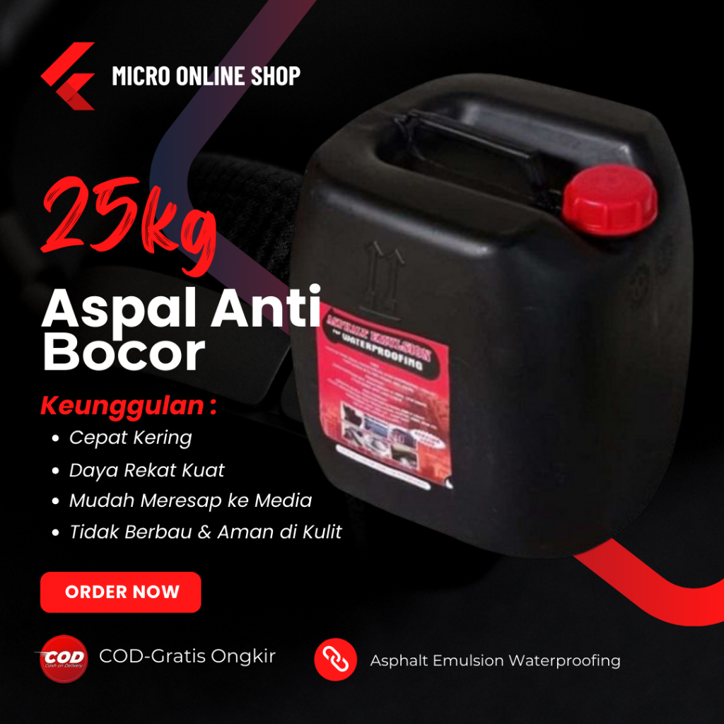 Jual Aspal Cair Anti Bocor 25 kg Asphalt Emulsion Pelapis Bocor dan ...