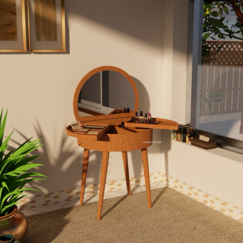 Jual MEJA RIAS BULAT NAWA ROUND VANITY MIRROR - MEJA RIAS LIPAT ...