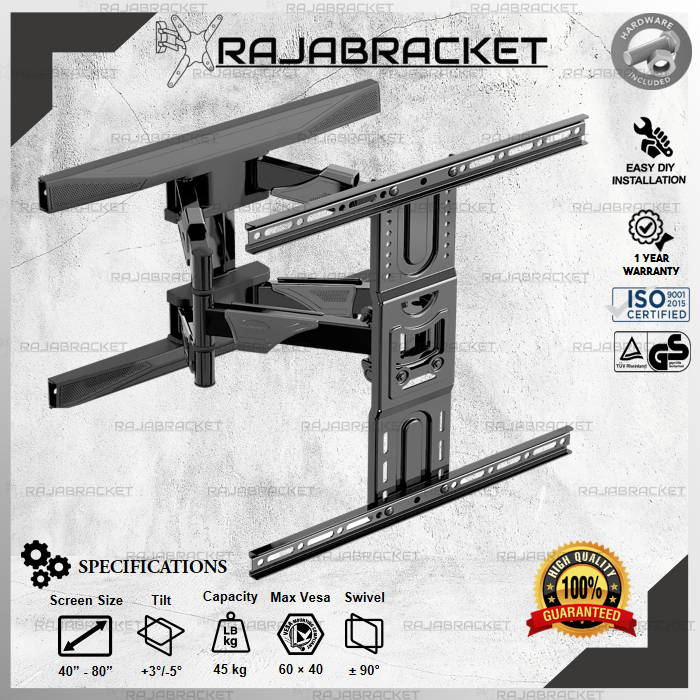 Jual Bracket Braket Breket TV 32 40 42 43 45 49 50 55 60 65 70 75 inch Full Motions 6 Arah ...