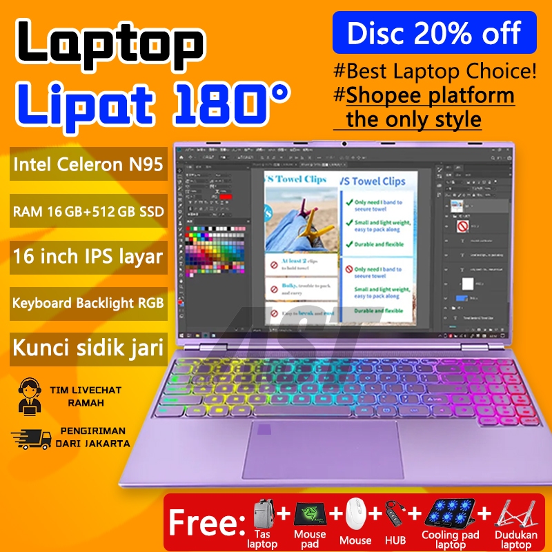 Jual [2025 baru]AST Laptop Purple/Pink/Black gaming 16'' N95 20GB+512GB ...