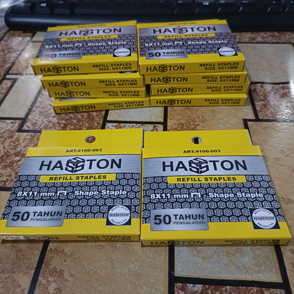 Jual 10 KOTAK isi klip Isi staples gun 8 mm x 11 mm hasston prohex 4100 ...
