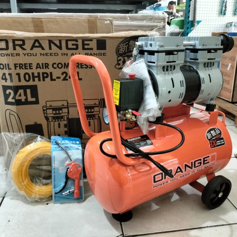 Jual COMPRESSOR "ORANGE" 4110HPL - 24L ||MESIN COMPRESSOR 1HP TANPA OLI ...