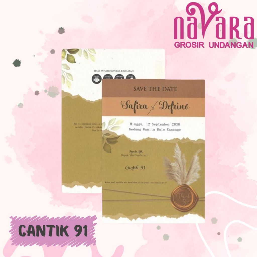 Jual Blangko undangan atau kertas undangan pernikahan merek Cantik 91 dengan bahan kertas BC ...