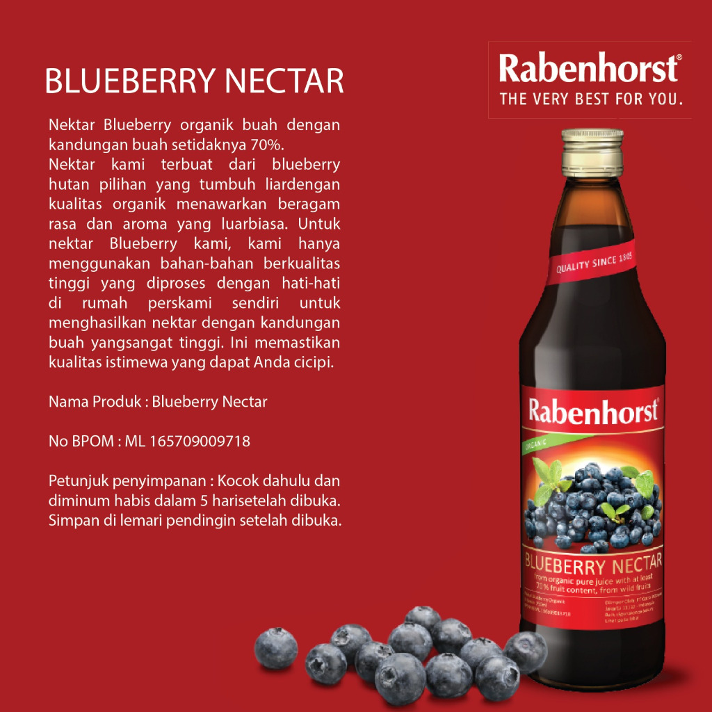 Jual Rabenhorst Organic Wild Blueberry Nectar Juice 750ml | Shopee ...