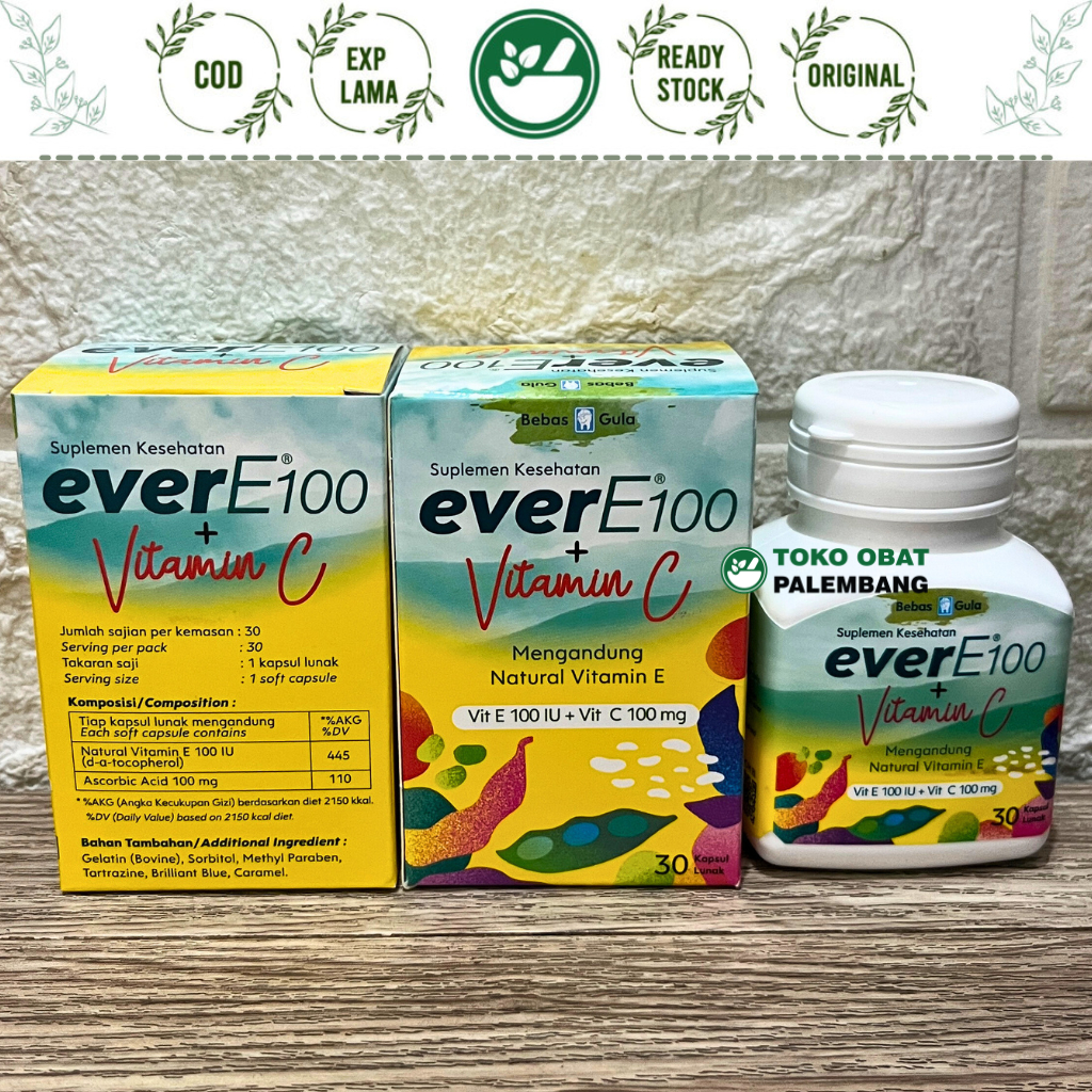 Jual EVER E 100 + VITAMIN C 30 KAPSUL LUNAK BEBAS GULA EVERE100 C EVER ...