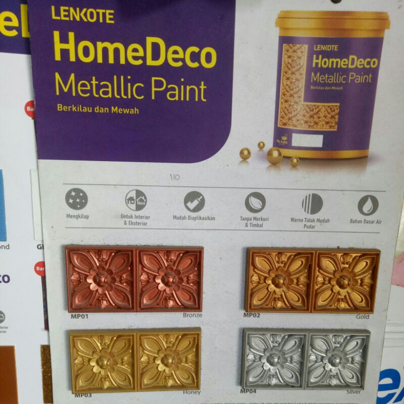 Jual Lenkote HomeDeco Metallic Paint Avian Waterbase Cat Emas Tembaga ...