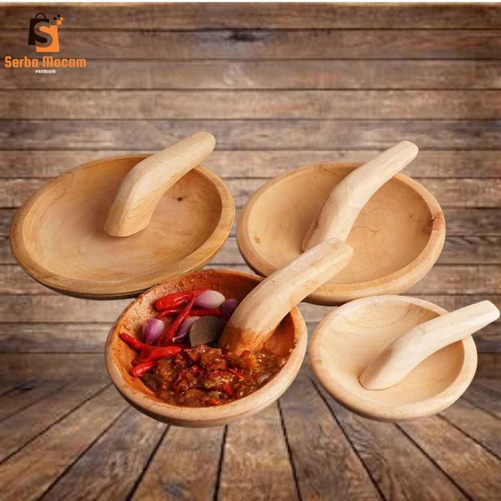 Jual Cobek + Ulekan (1 SET) Sambal Kayu Ukuran Kecil, Sedang, Jumbo ...