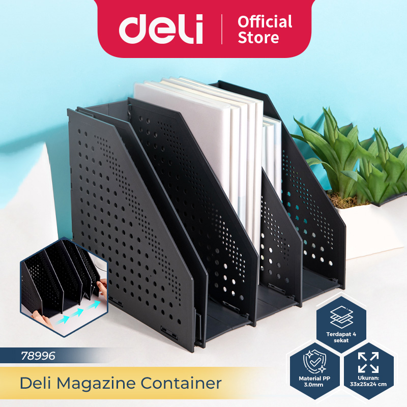 Jual Deli File Tray / Rak Box File Fleksibel Bahan Plastik 4 Sekat ...