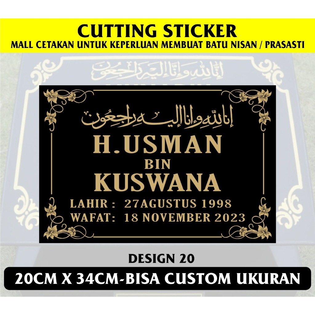 Jual STICKER CUTING PRASASTI DAN BATU NISAN CUSTOM NAMA DAN UKURAN ...