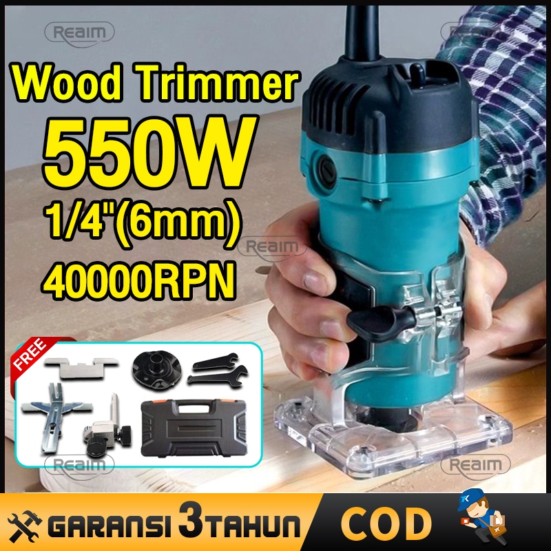 Jual Reaim Wood Trimmer 550W 1/4" 6 MM Mesin Profil Router Trimmer Kayu ...