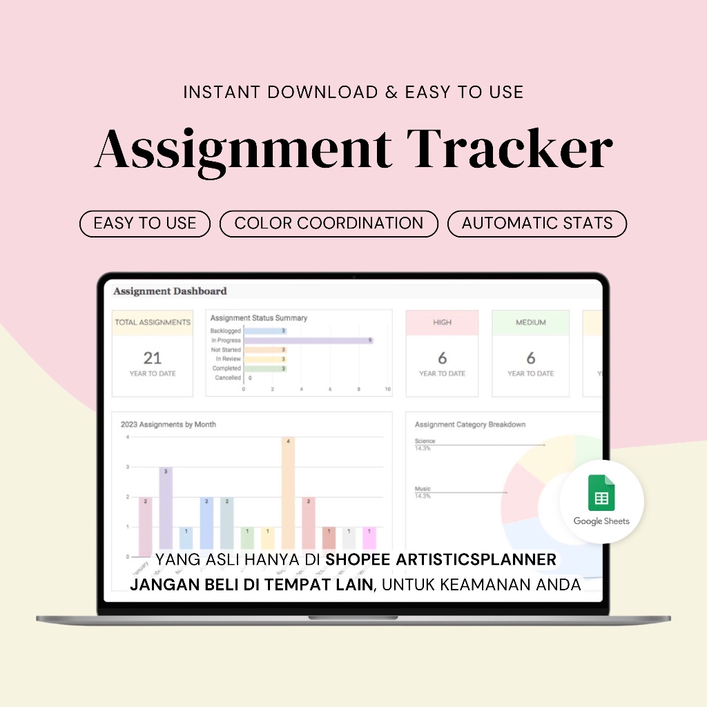 Jual Assignment Tracker Student Planner Task Tracker Academic Planner ...