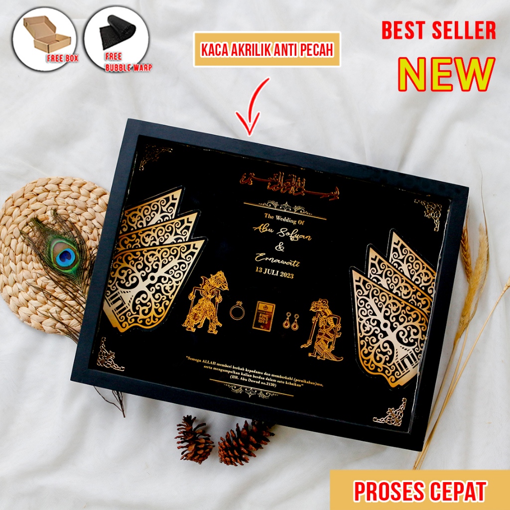 Jual Mahar pernikahan 3D layer JUMBO 30cmx40cm 12R bingkai rustic kado ...