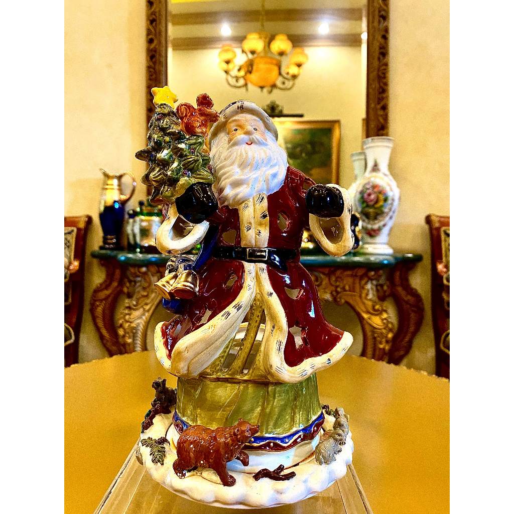 Jual Rotating Music Box Ceramic Santa Claus with Small Candle Holder ...