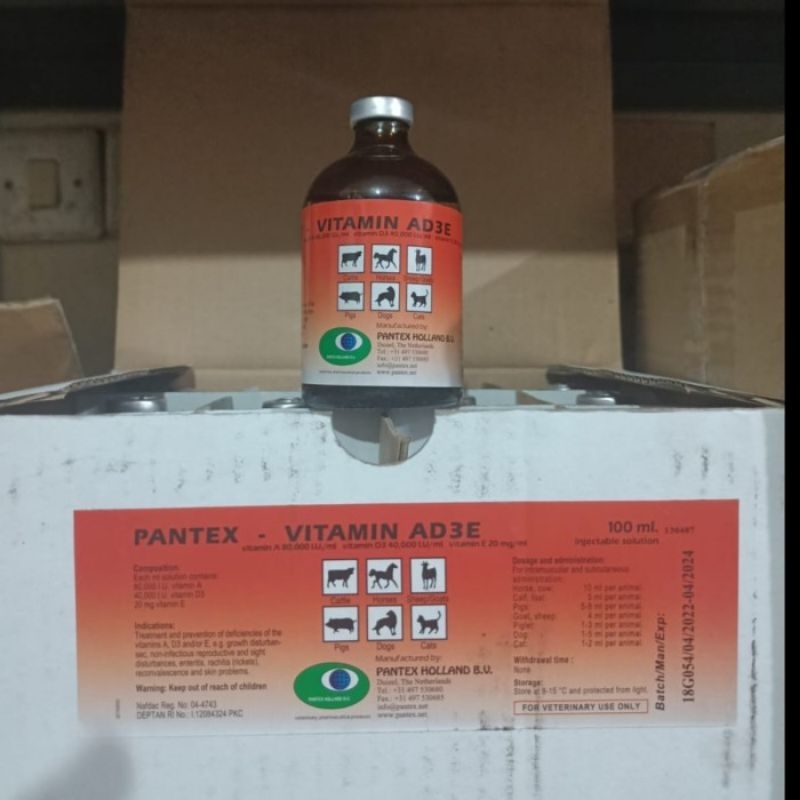Jual Ade pantex Holland 100ml# vitamin AD3E injeksi 100ml | Shopee ...