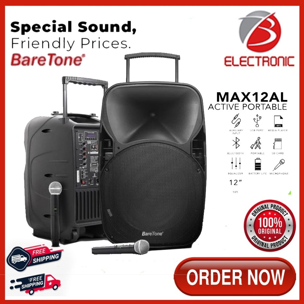 Jual Speaker Portable Baretone MAX12AL Original 12 inch 100W Bisa ...
