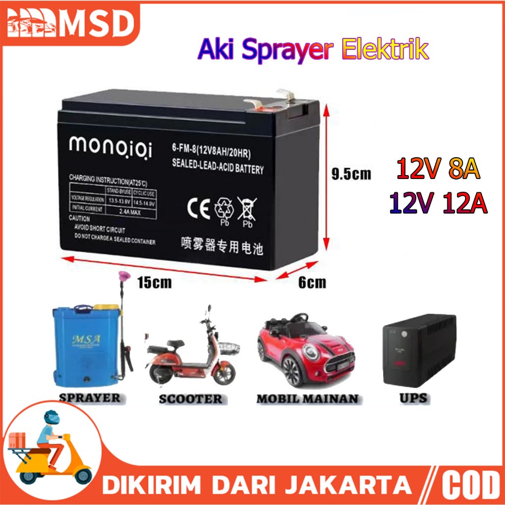 Jual Aki Kering Original 12V 12AH / Aki Sprayer Elektrik 12v 12ah / Aki Battery12V 8Ah / Aki ...
