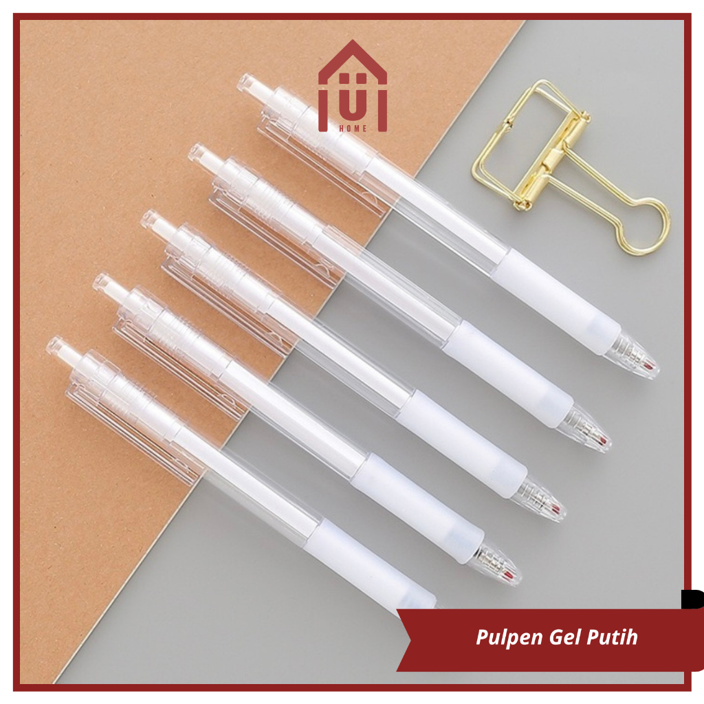 Jual UNISO - PULPEN GEL PUTIH 0.5mm POLOS TINTA HITAM BOLPOIN ALAT ...