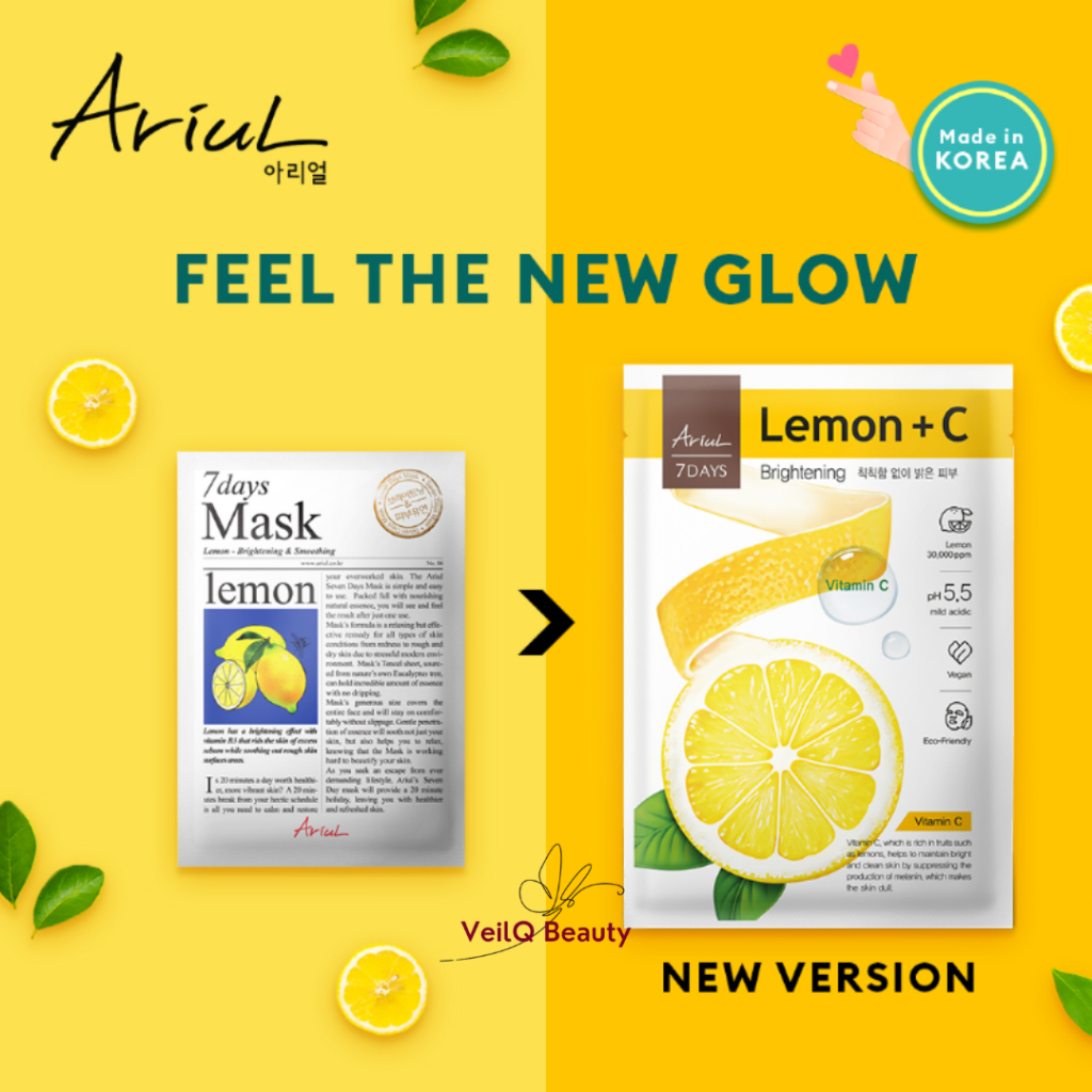 Jual ARIUL 7 Days Sheet Mask Masker Tissue Kertas Lemon Green Tea Tree ...