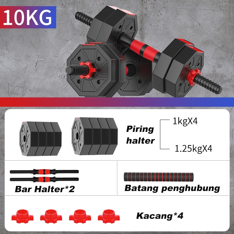 Jual JOY 10KG Dumbbell Barbel Set Alat Olahraga Beban Angkat Besi perlindungan lingkungan ...