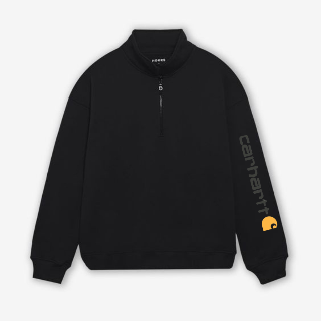 Jual SWEATER HITAM POLOS HALF ZIP CARHAARTT LOGO TANGAN PRIA WANITA ...