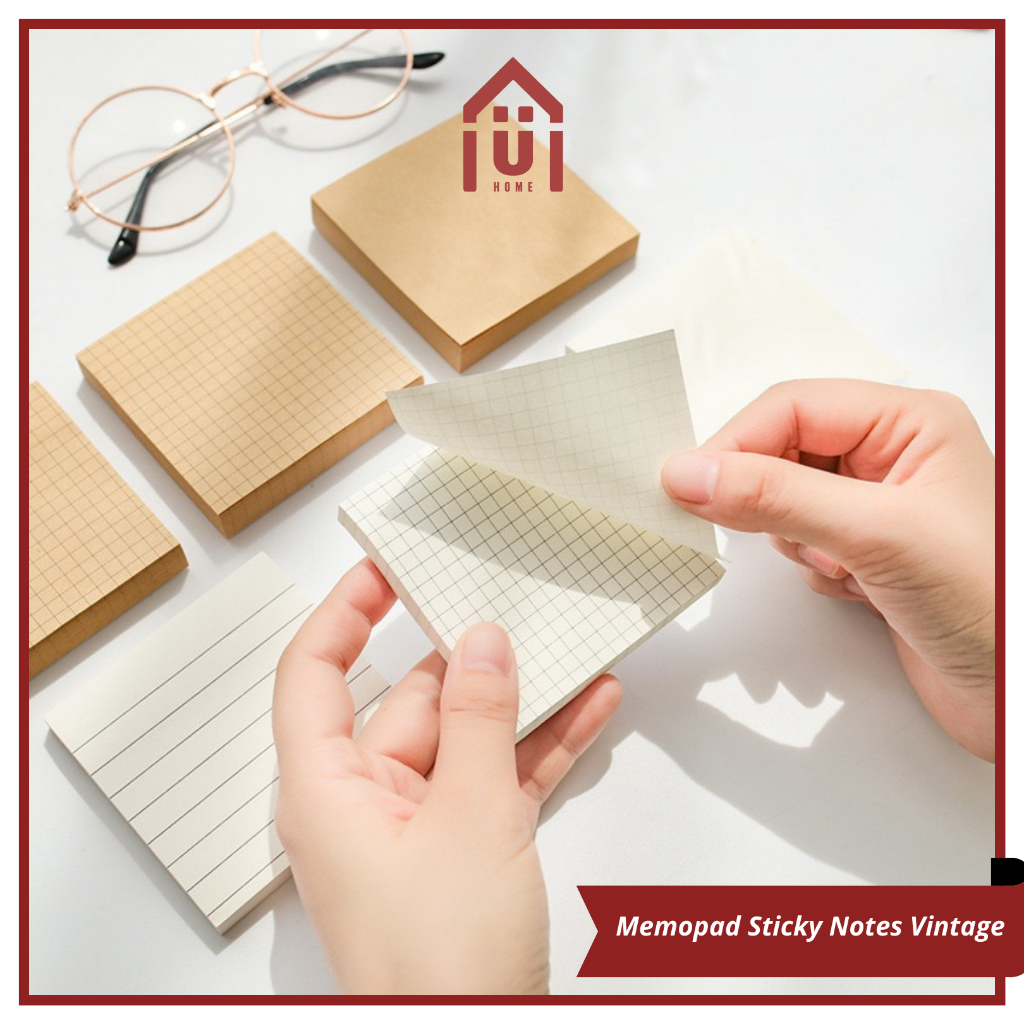 Jual UNISO - MEMOPAD STICKY NOTES VINTAGE BROWN WHITE SIMPLE KERTAS ...