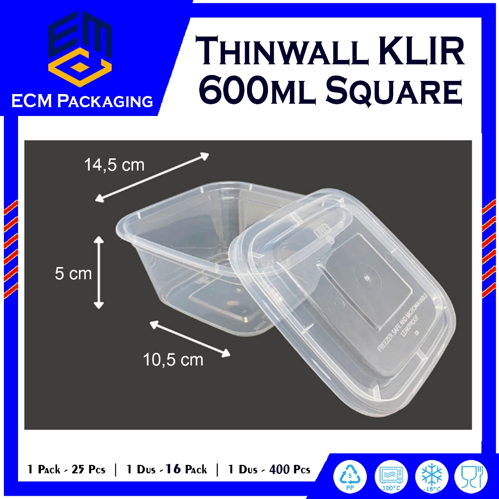 Jual THINWALL KLIR 600 sq / FOOD CONTAINER / KOTAK MAKAN PLASTIK 500ML ...