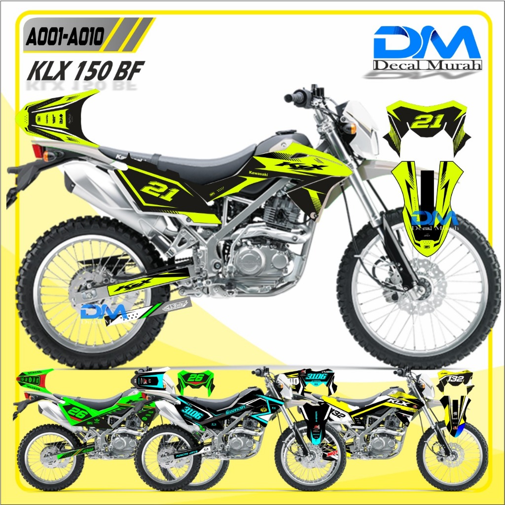 Jual DECAL MOTOR KLX 150 BF FULL BODY DENGAN MOTIF RAGAM A001-A010 ...