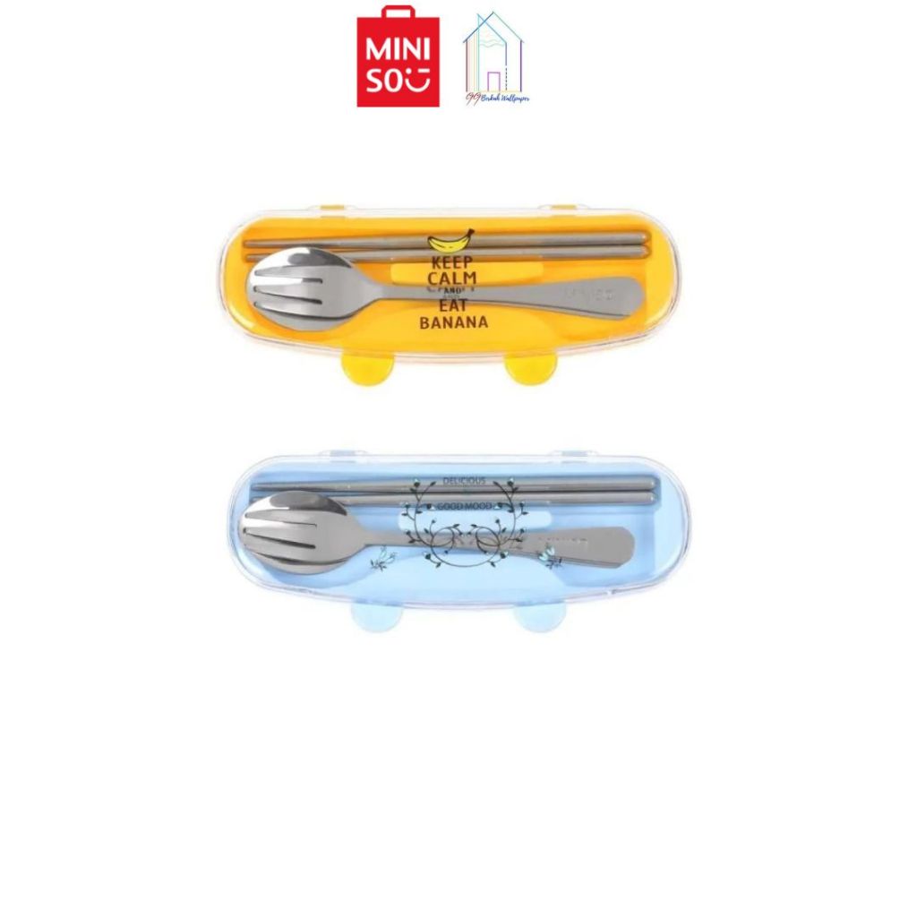 Jual MINISO Perlengkapan Makan 3in1 Sendok Garpu Sumpit / THREE SETS ...