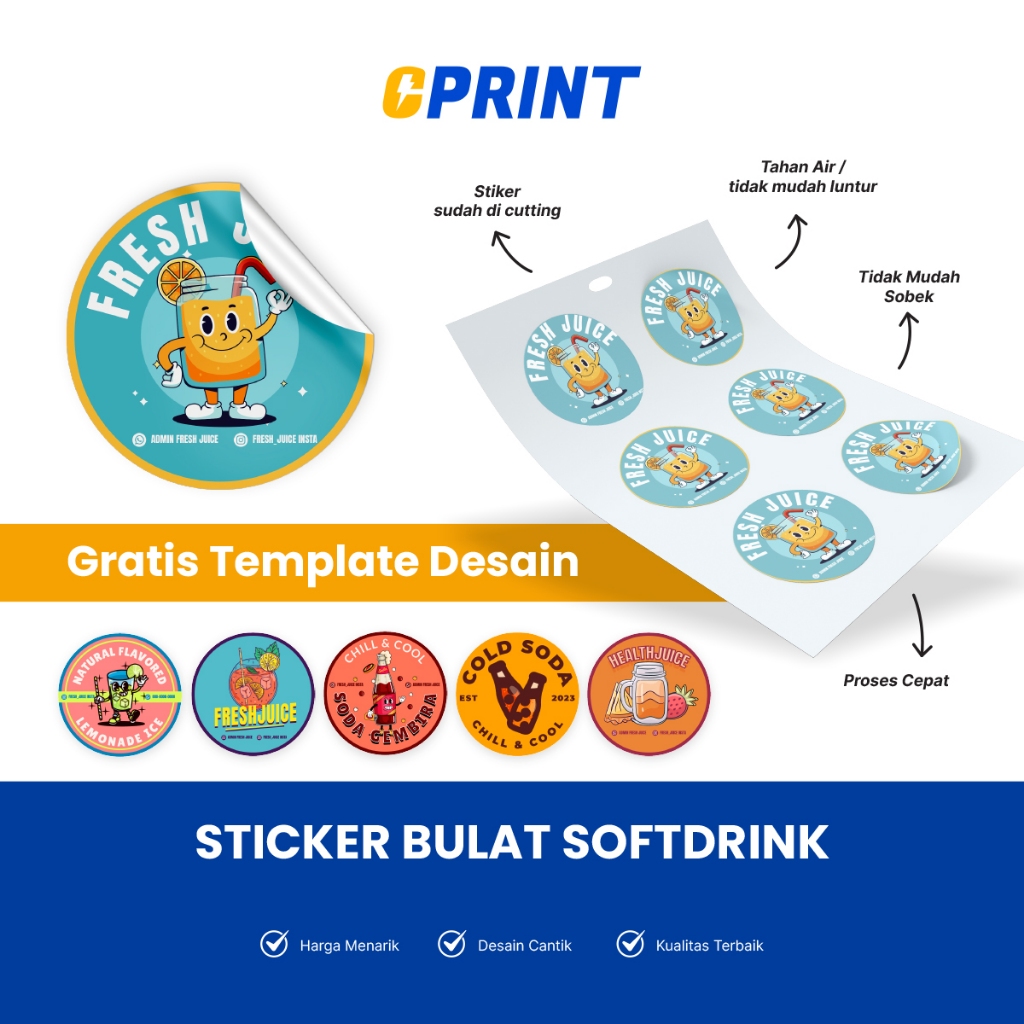 Jual Stiker Vinyl Label Minuman Soft Drink Bulat Anti Air Custom Free ...