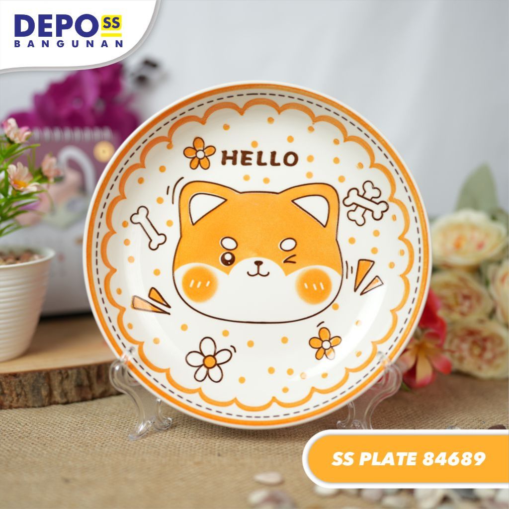 Jual Piring Keramik Motif Cat SS Plate 84689 Ukuran 20,5cm/Piring ...